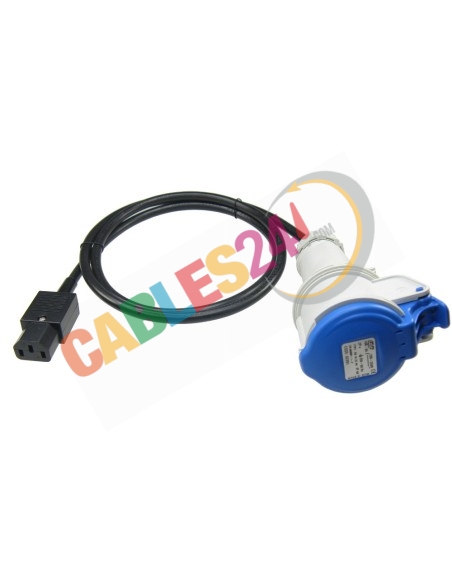 Cable de Alimentación IEC C14 macho a Cetac Hembra, cable color negro