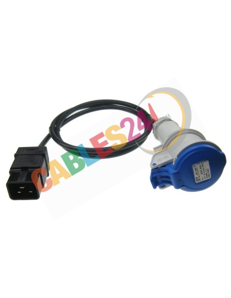 Power Cord C20 Male - Commando Plug Female, black cable