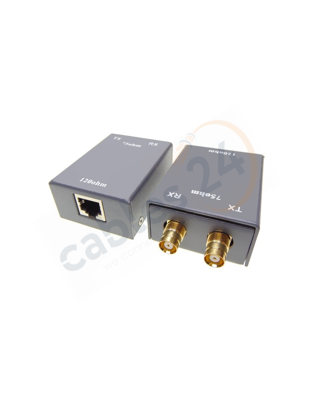 Balun Adaptador de impedancia 75-120 ohm RJ-45 hembra DIN 1.6/5.6 hembra